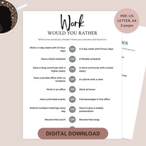 Work Would You Rather Game, Printable Office Party Game, Team Building ...