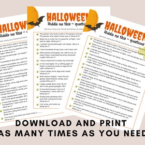 Halloween Activities Printable Bundle Halloween Riddle Me - Etsy