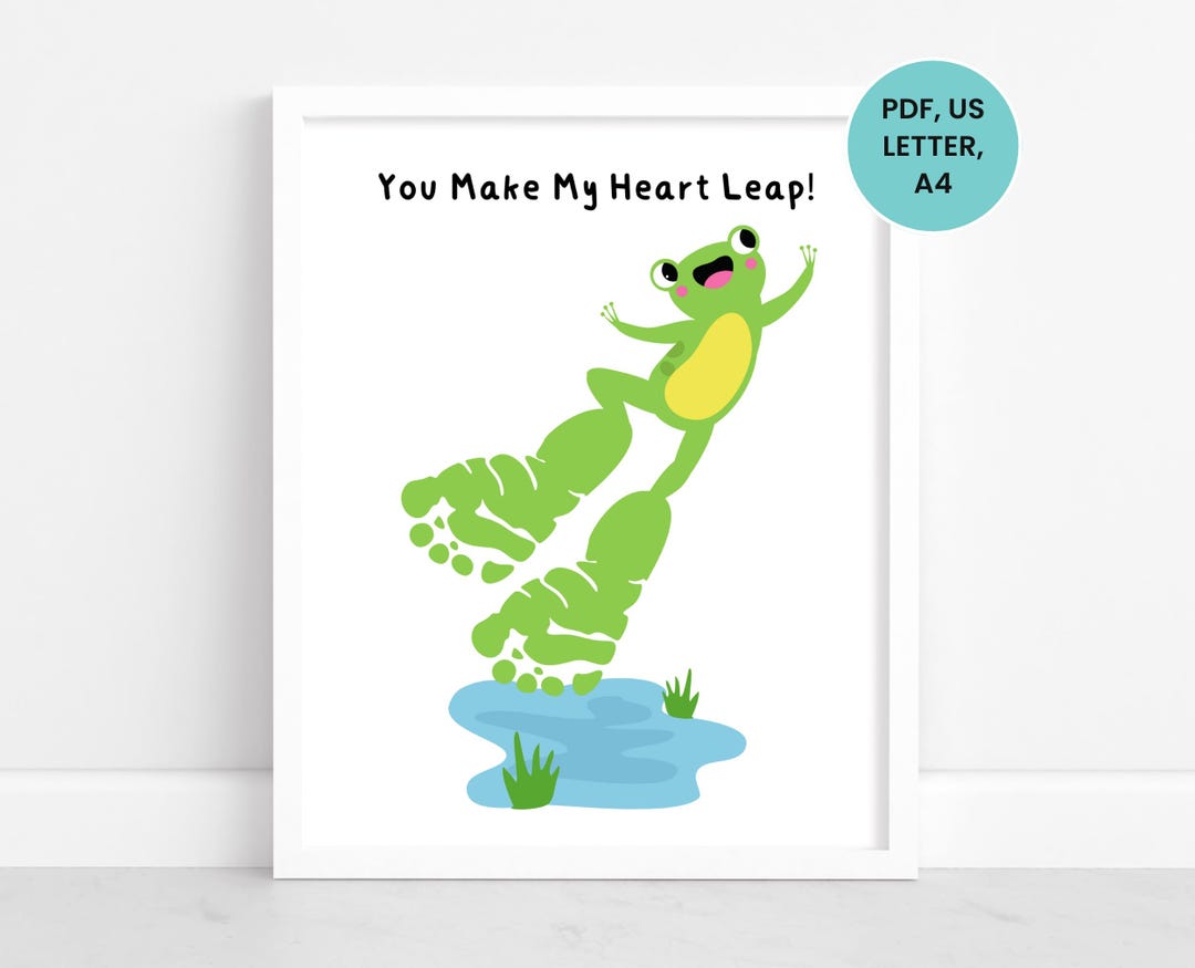 Frog Footprint Art Template, Spring Footprint Craft, Spring Footprint ...