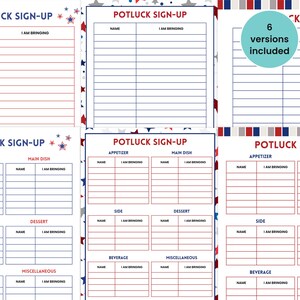 Editable Potluck Sign up Sheet, 4th of July Party, Office Potluck Party ...