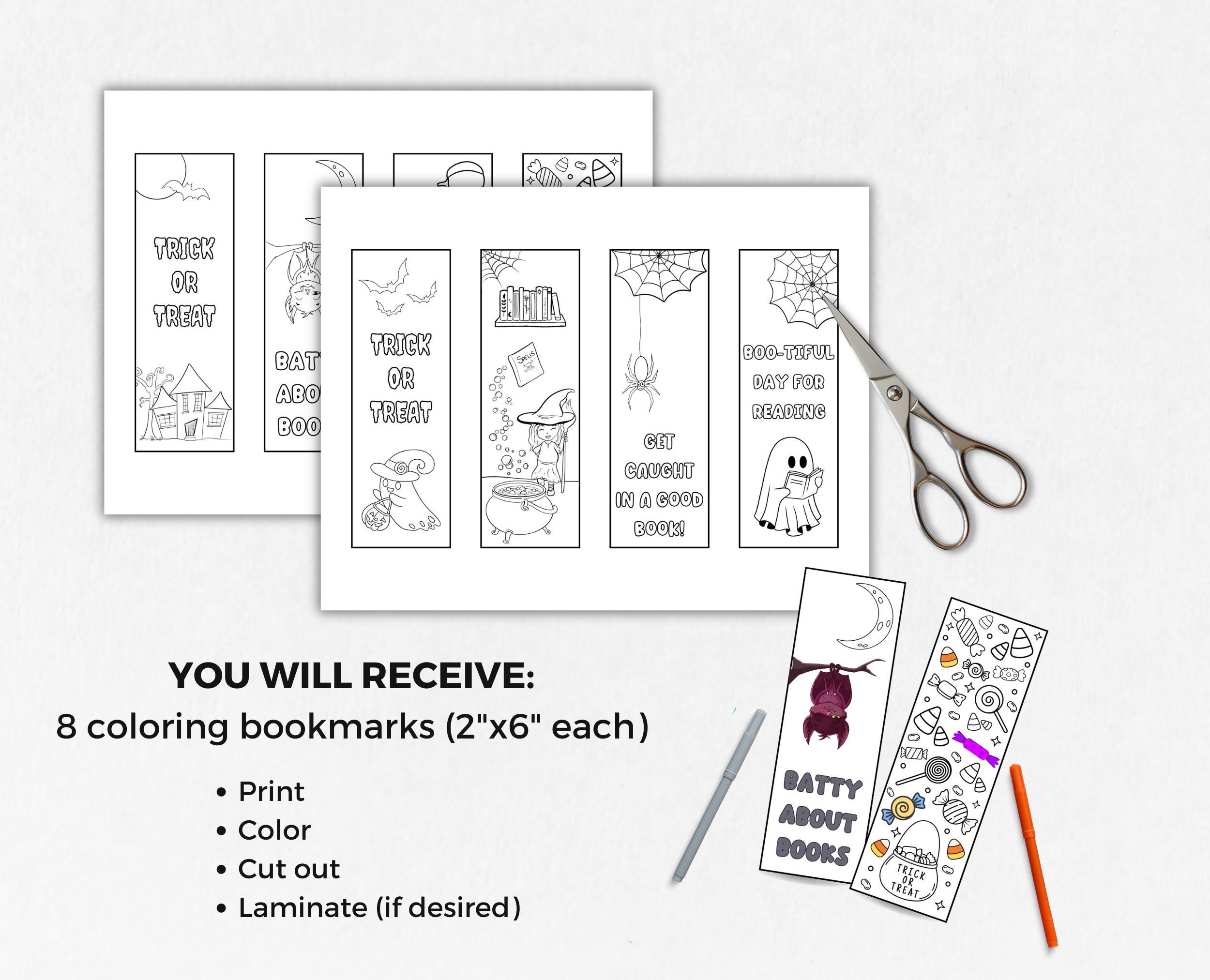 Halloween Bookmarks, Halloween Coloring Bookmarks, Printable Halloween ...