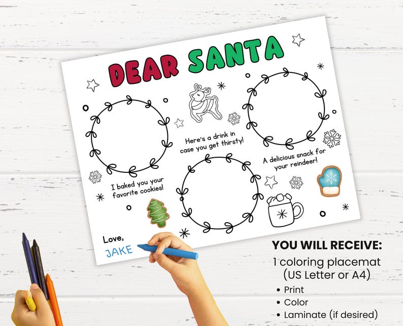 Santa Cookie Tray Printable Placemat, Cookies and Milk for Santa ...
