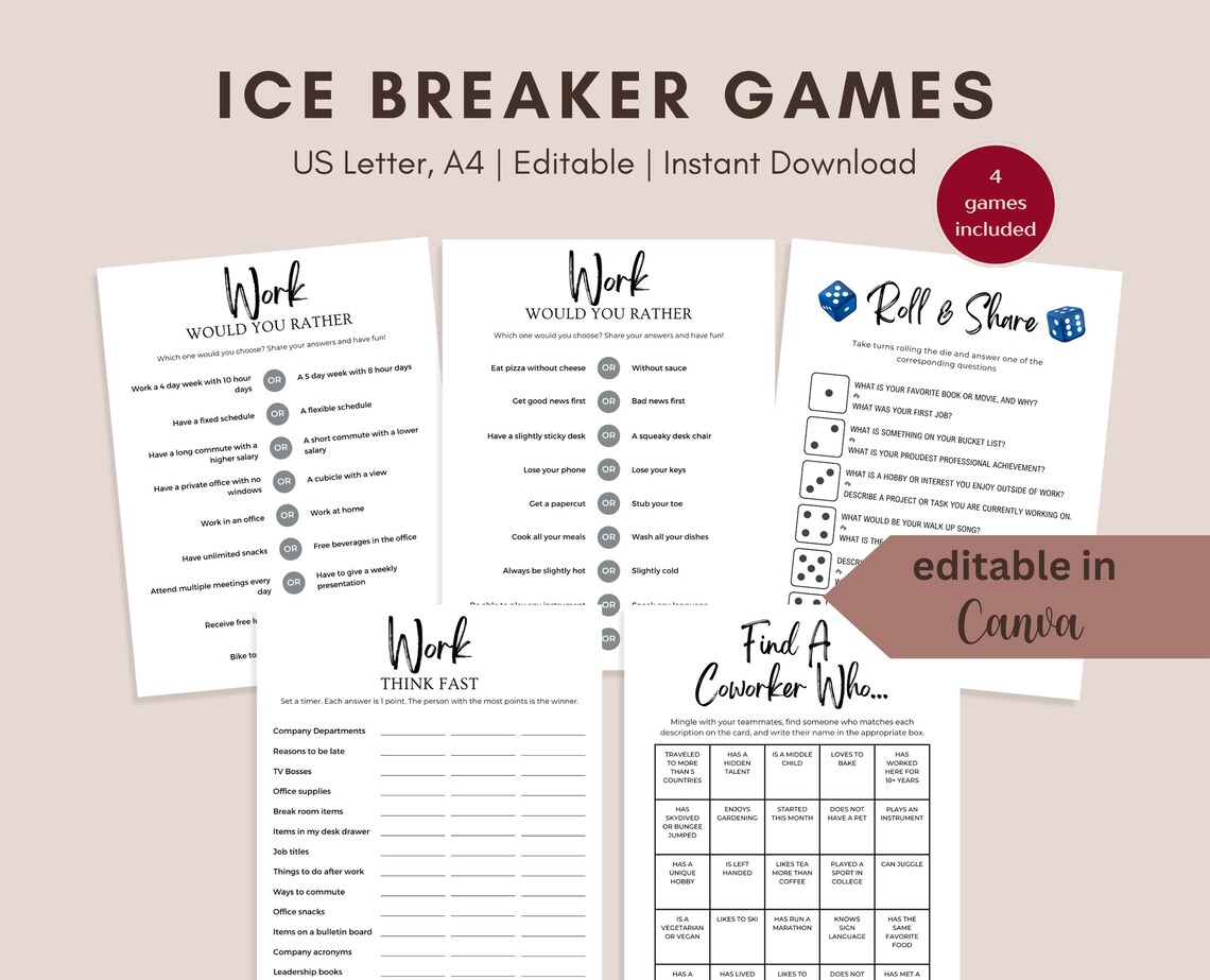 Editable Icebreaker Game Bundle, Team Building Games, Group Activities ...