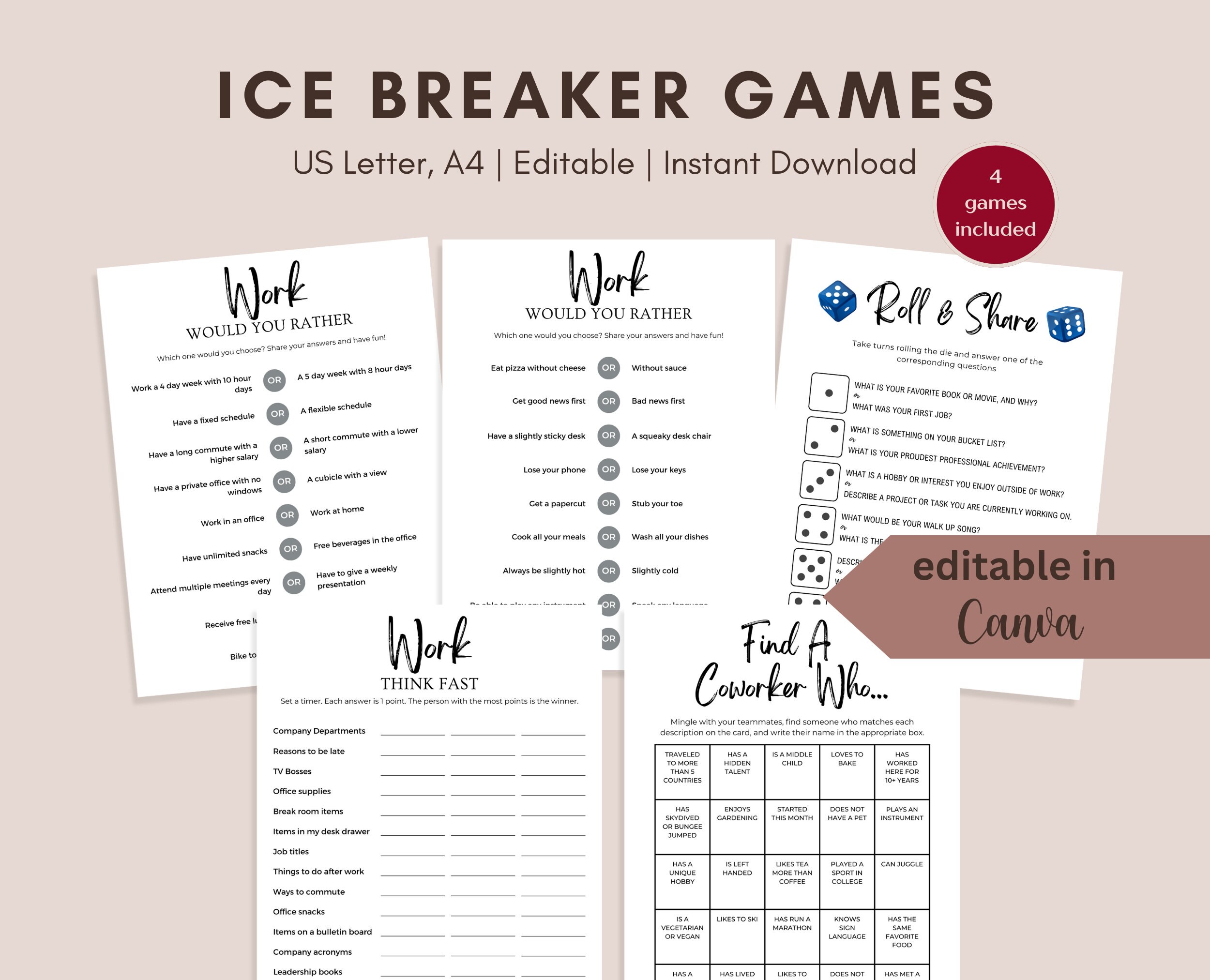 Editable Icebreaker Game Bundle, Team Building Games, Group Activities ...