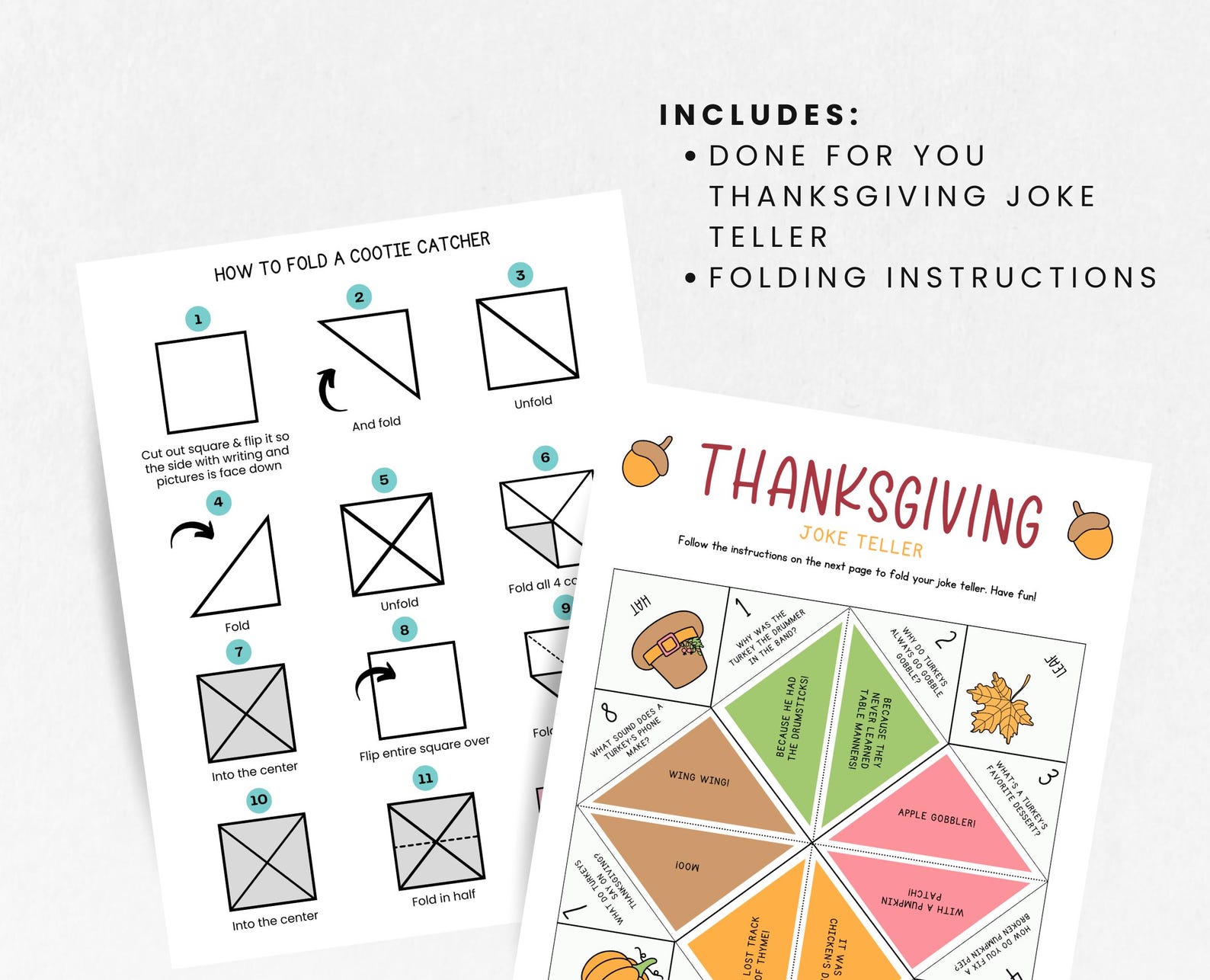 Thanksgiving Joke Teller, Printable Thanksgiving Cootie Catcher ...
