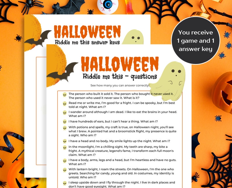 Halloween Activities Printable Bundle Halloween Riddle Me - Etsy