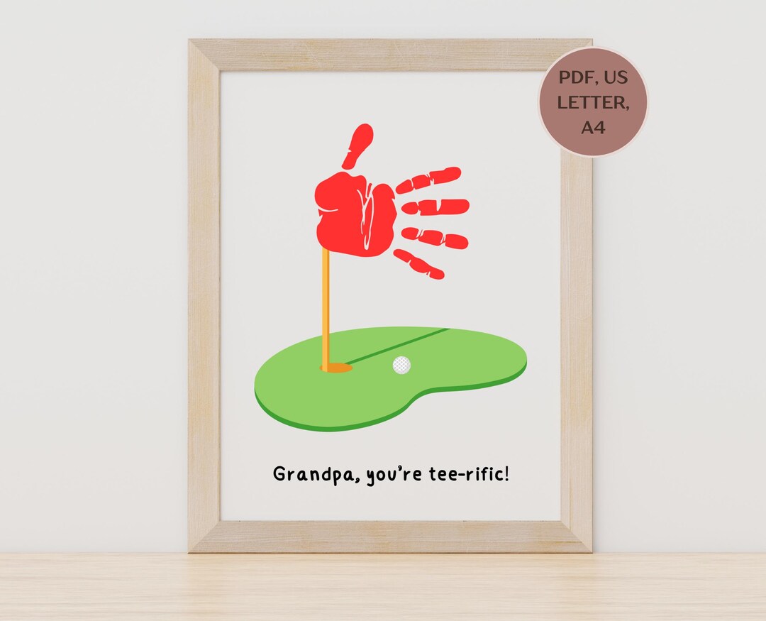 Golf Handprint Art Template for Grandpa, Grandparents Day Handprint ...