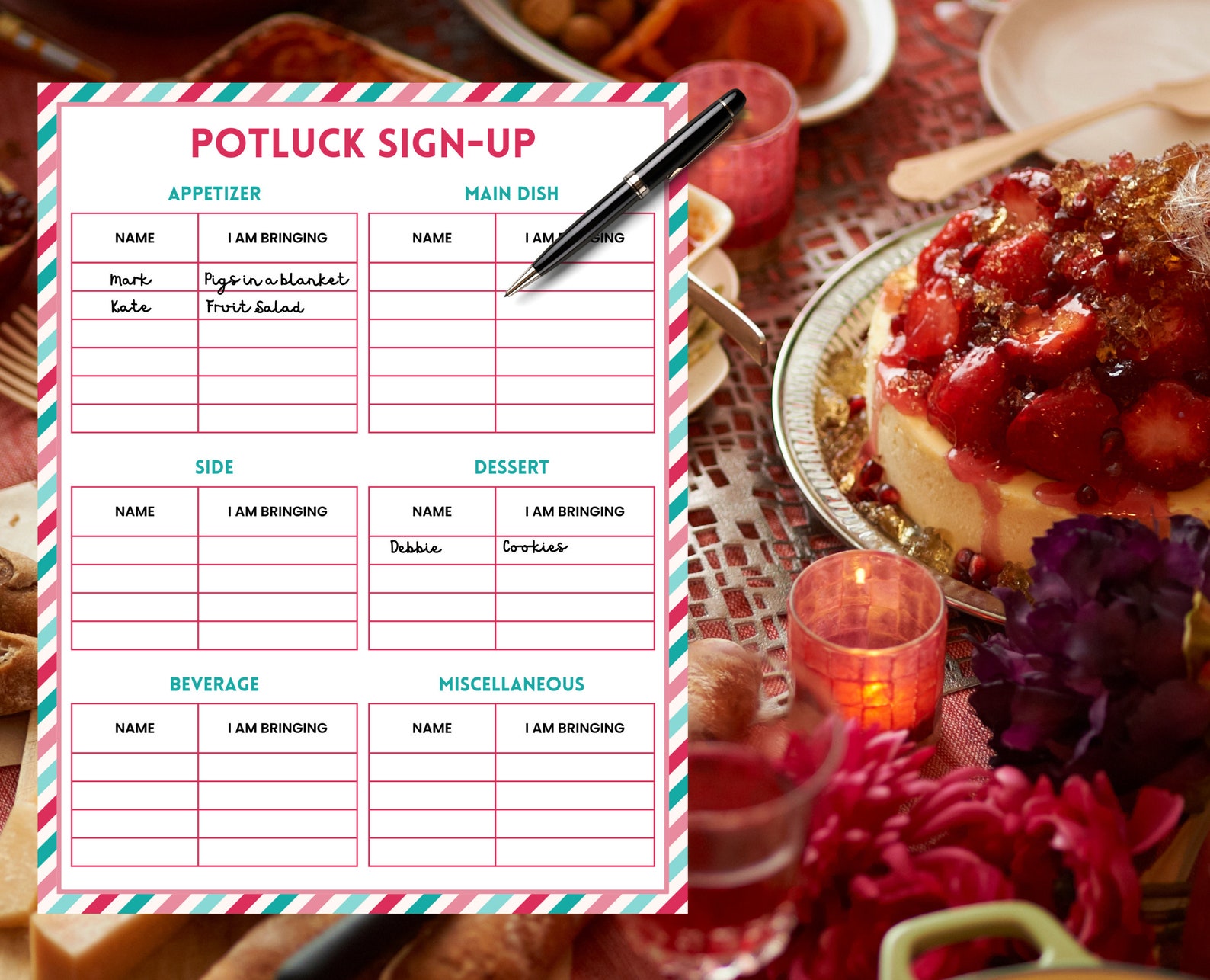 Editable Valentines Potluck Sign up Sheet, Office Potluck Party ...