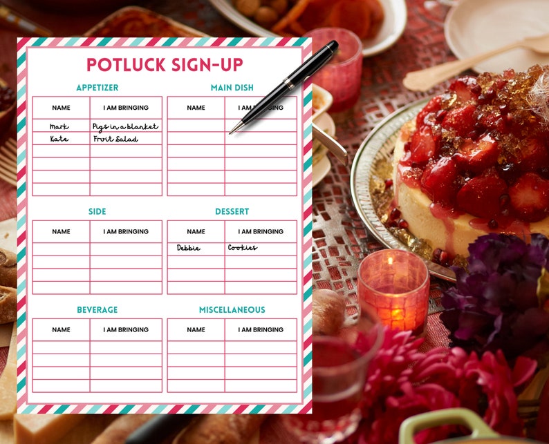 Editable Valentines Potluck Sign up Sheet, Office Potluck Party ...