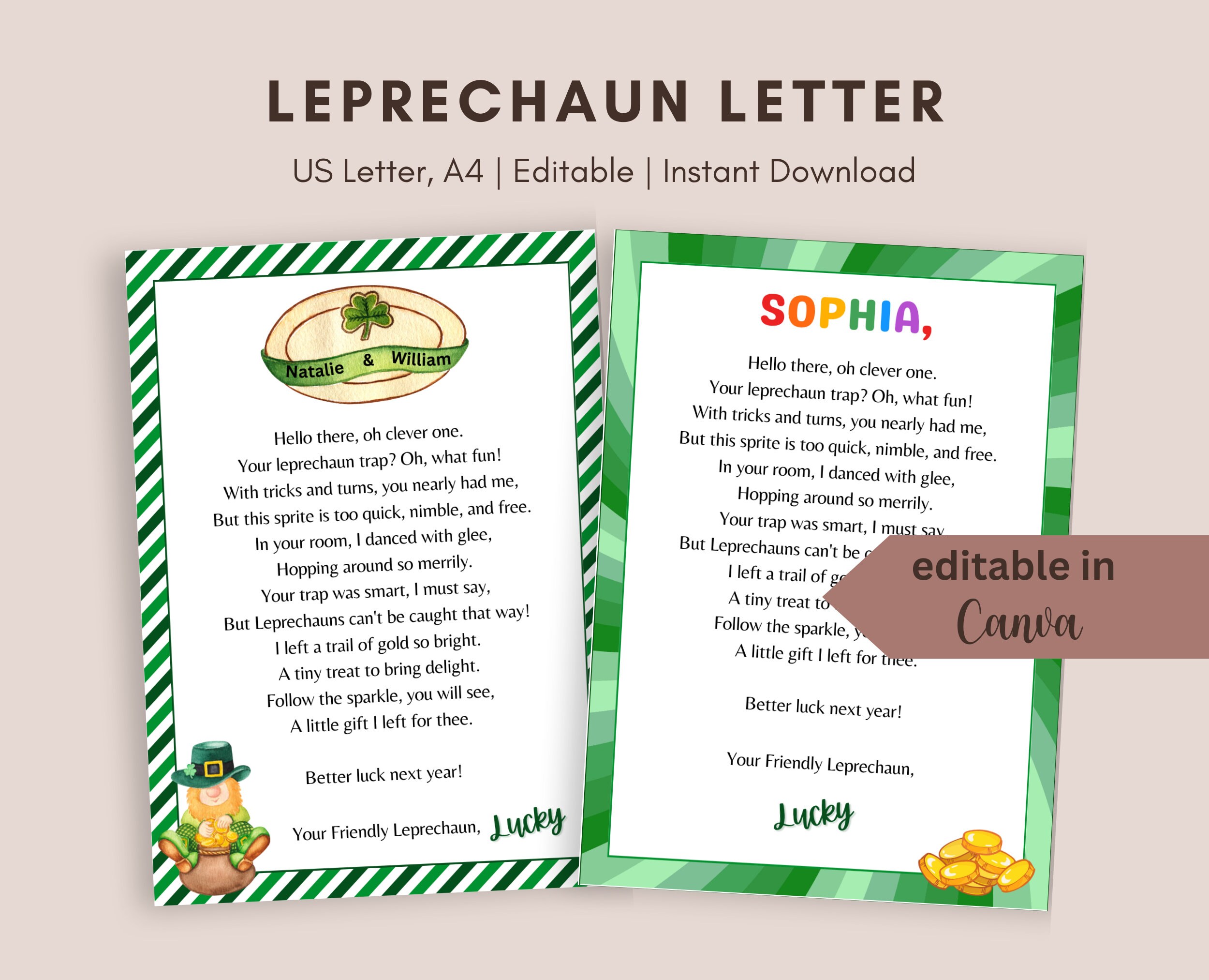 Editable Leprechaun Trap Letter, Letter From Leprechaun, Printable ...