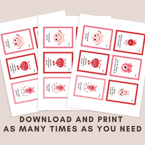 Monster Class Valentines, Printable School Valentines, Valentine's Day ...
