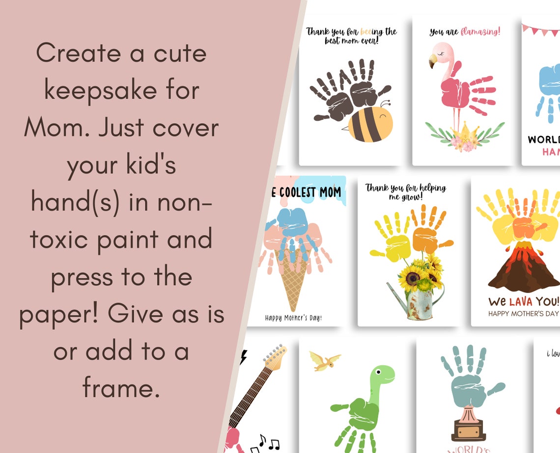 Handprint Templates for Mom, Mom Handprint Art, Mother's Day Handprint ...