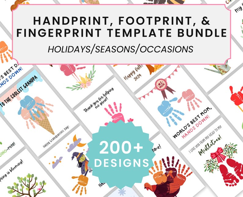 Handprint and Footprint Craft Bundle, Handprint Art Templates for ...