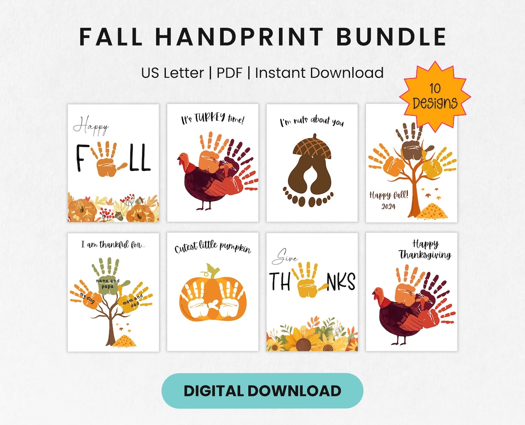 Fall Handprint Craft Templates, Thanksgiving Handprint Art, Toddler ...