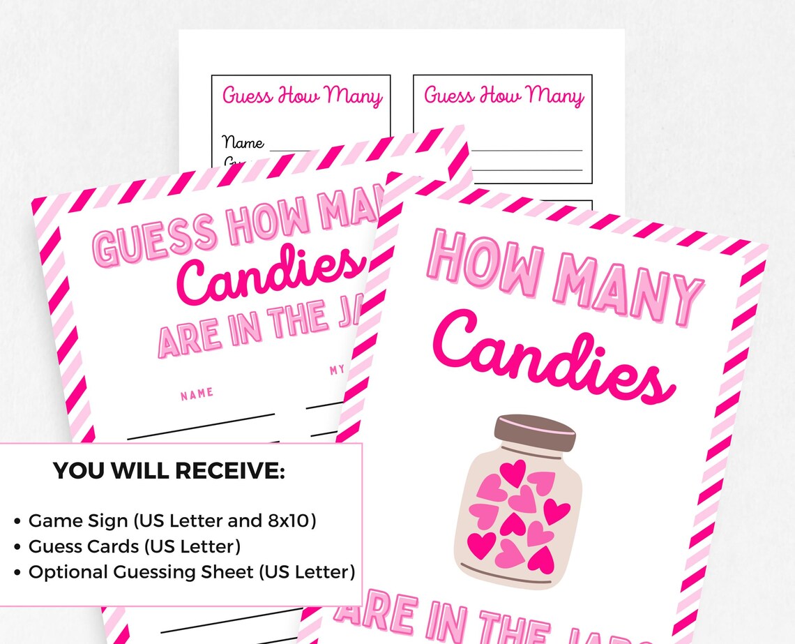 Valentine Guess How Many Candies Game, Valentine's Day Candy Guessing ...