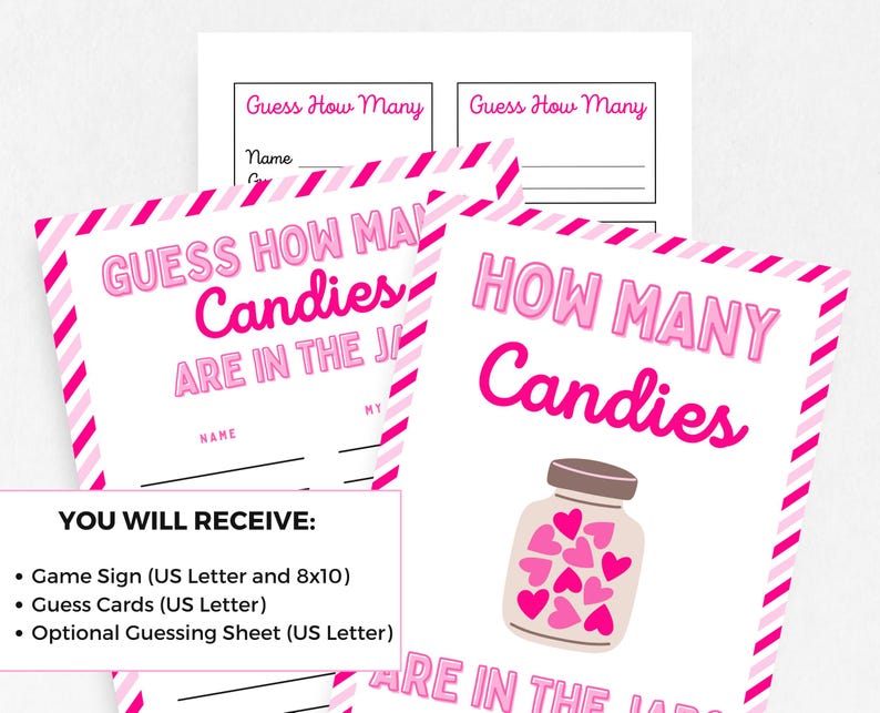 Valentine Guess How Many Candies Game, Valentine's Day Candy Guessing ...