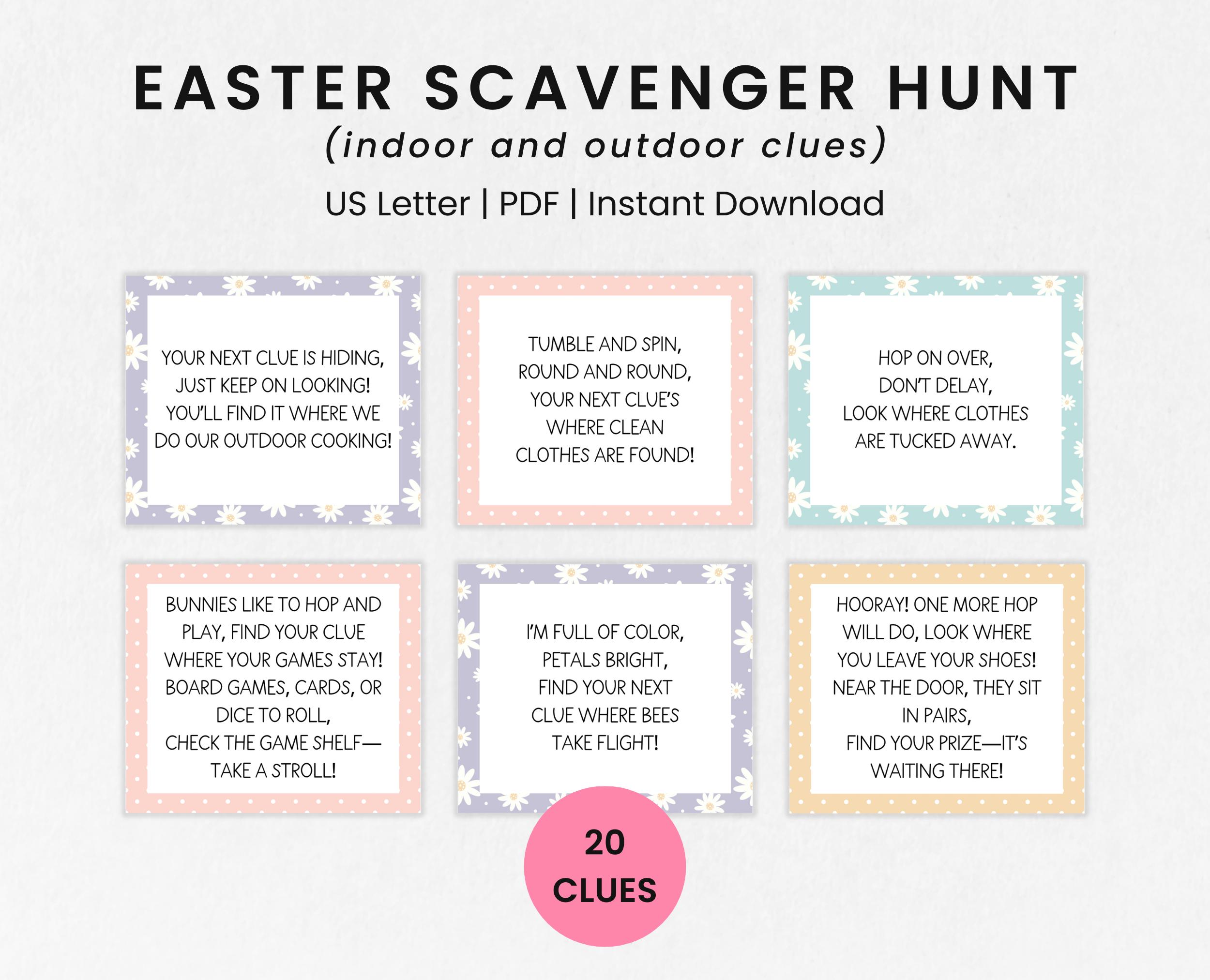 Easter Scavenger Hunt, Printable Indoor and Outdoor Scavenger Hunt ...