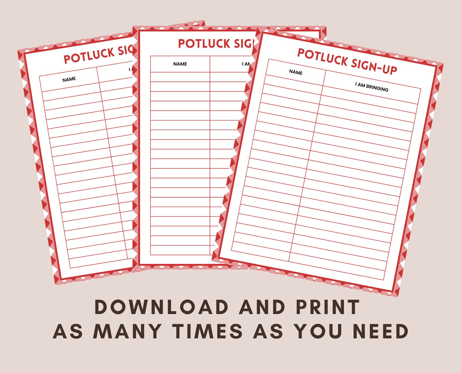 Potluck Sign up Sheet, Office Potluck Party Printable, Picnic Potluck ...
