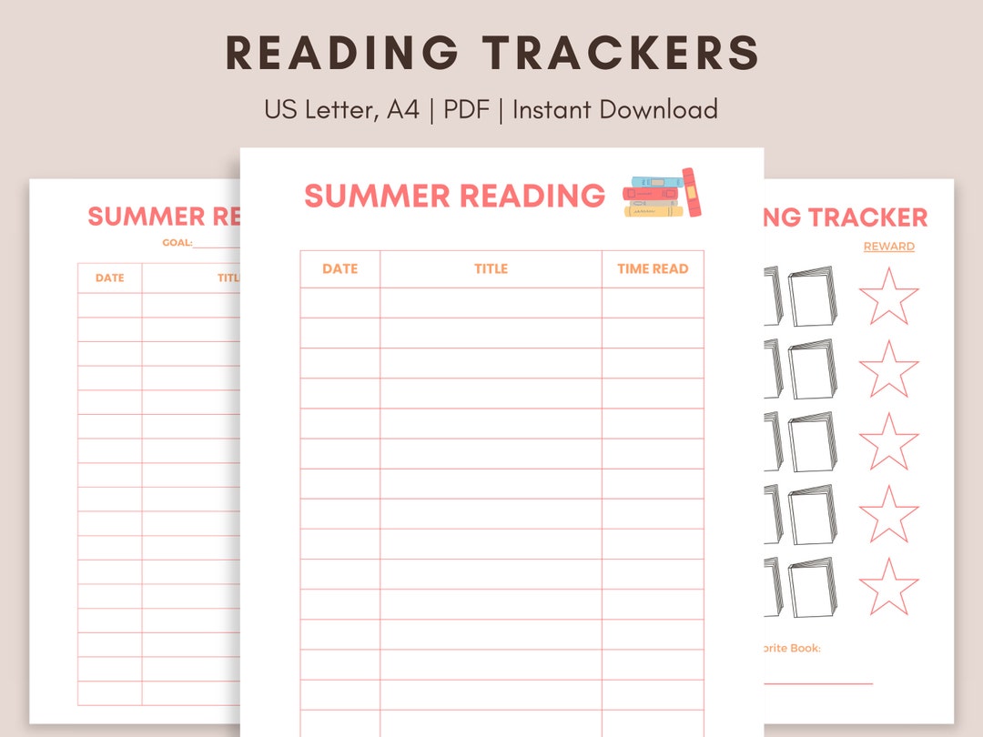 Summer Reading Chart Printable Reading Log for Kids Reading - Etsy