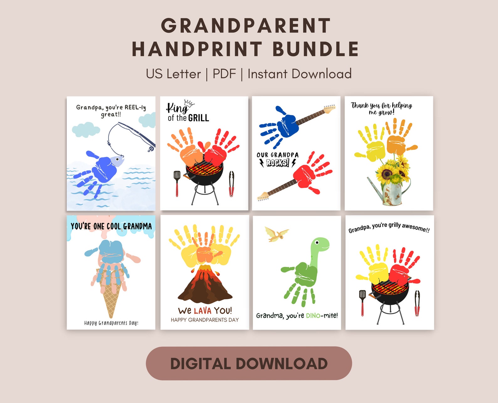 Handprint Templates for Grandparents, Grandparents Day Handprint Crafts ...
