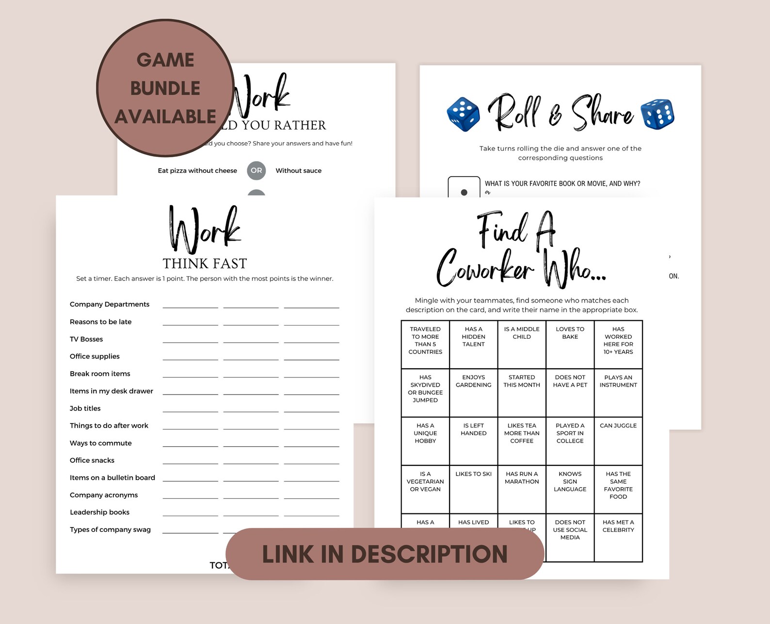 Work Would You Rather Game, Printable Office Party Game, Team Building ...