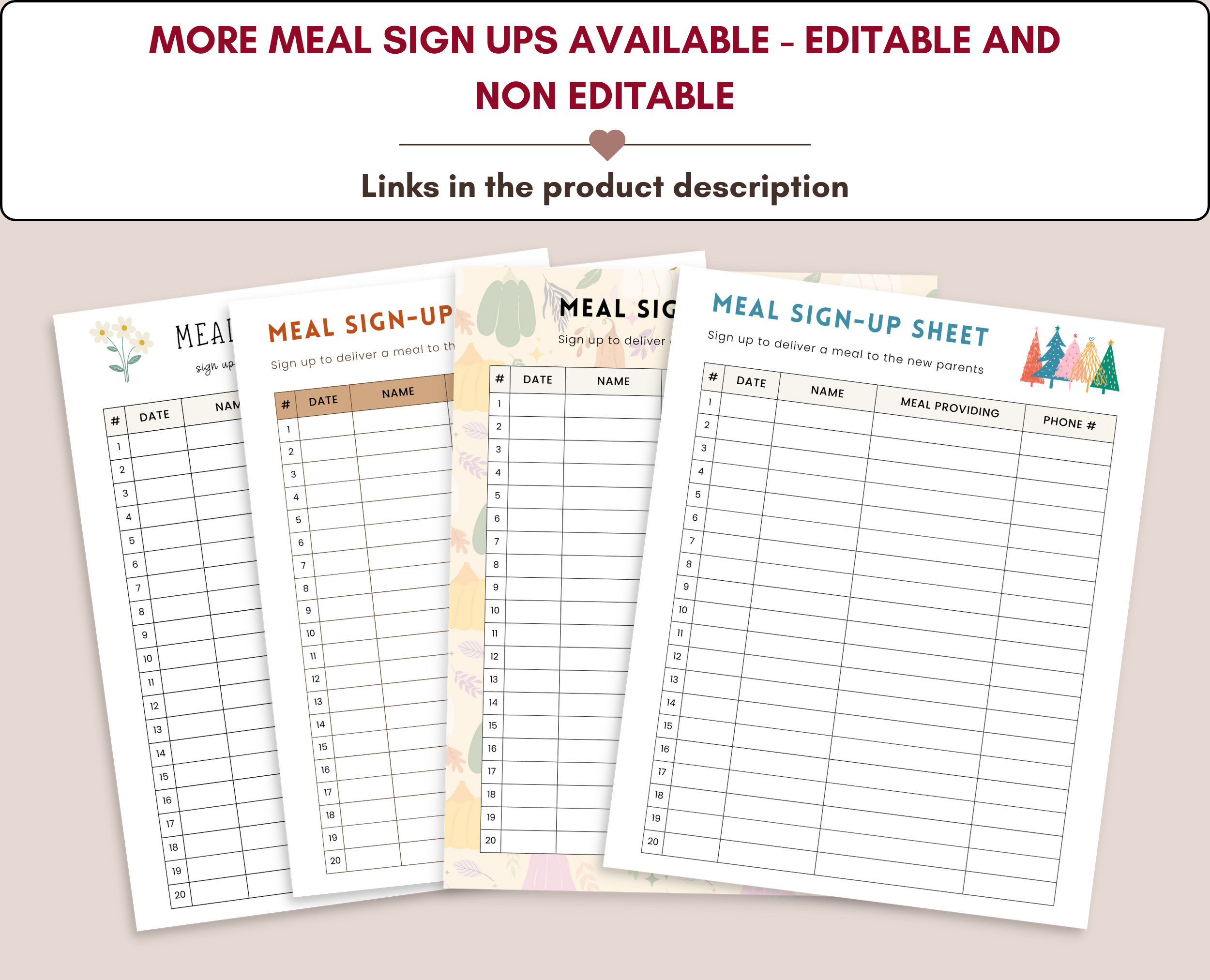 Meal Sign up Sheet, Winter Meal Train Signup Sheet Printable, Food ...