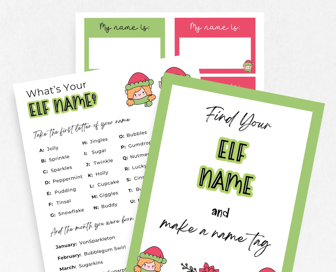 What's Your Elf Name Game, Christmas Name Game Activity, Christmas Day ...