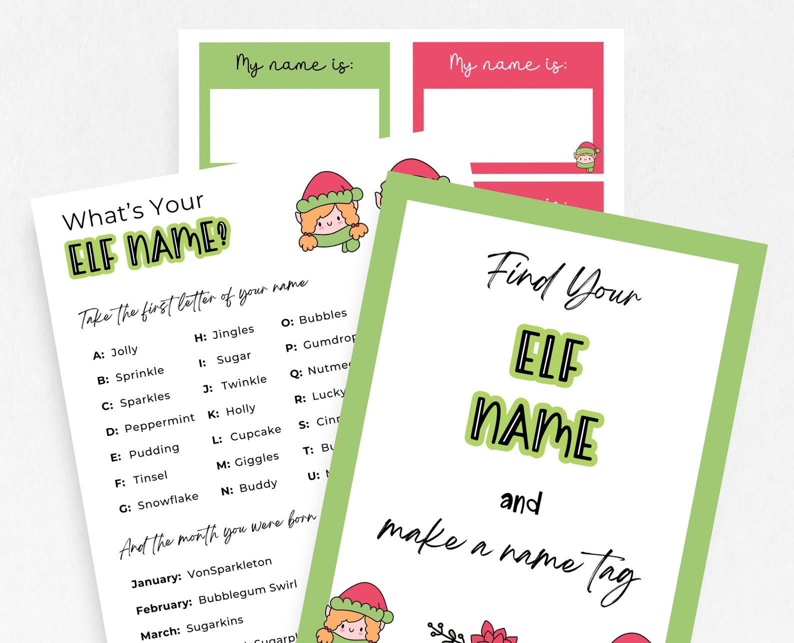What's Your Elf Name Game, Christmas Name Game Activity, Christmas Day ...