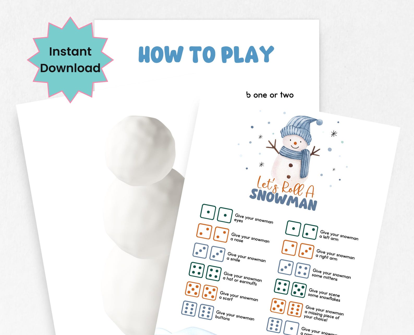 Roll A Snowman Game, Snowman Dice Game, Printable Christmas Group Game ...