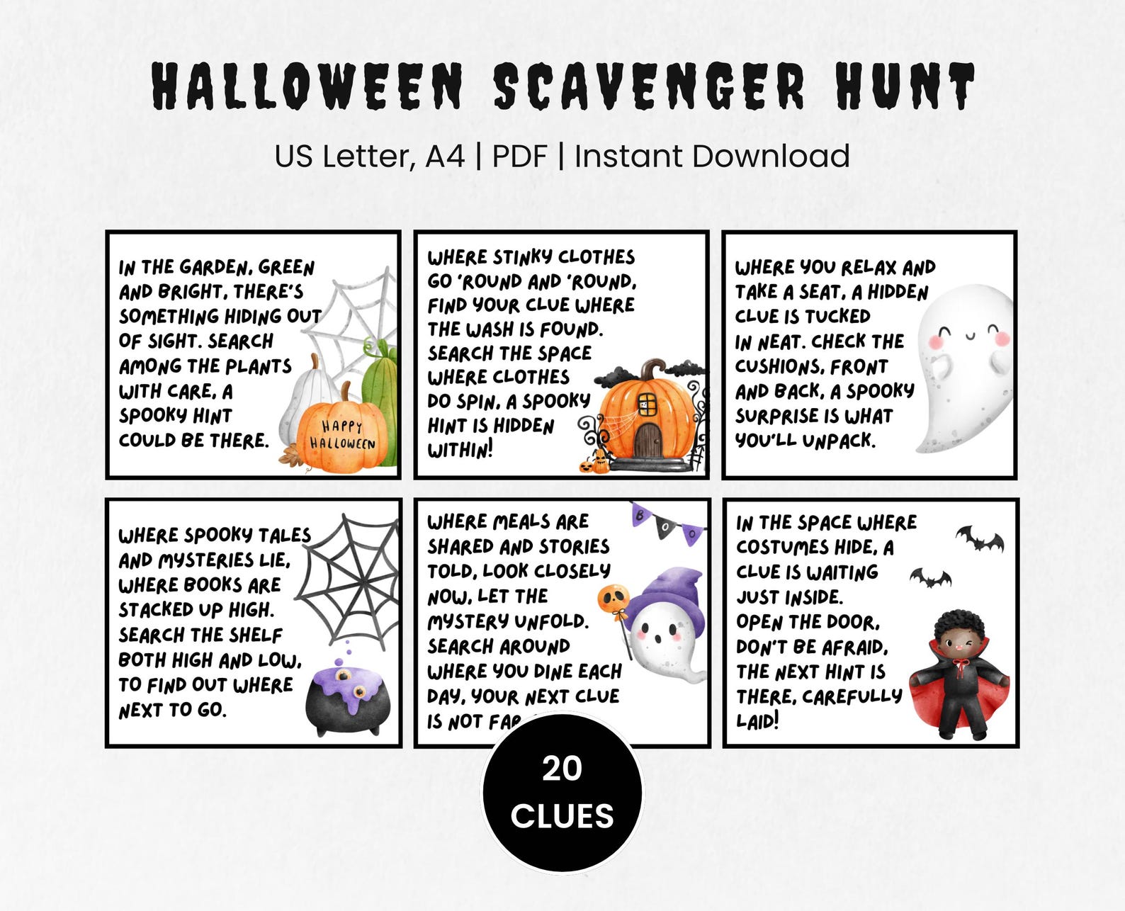 Halloween Scavenger Hunt, Indoor and Outdoor Home Scavenger Hunt ...