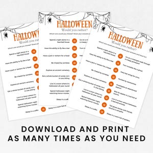 Halloween Would You Rather, Printable Halloween Party Activity, Virtual ...