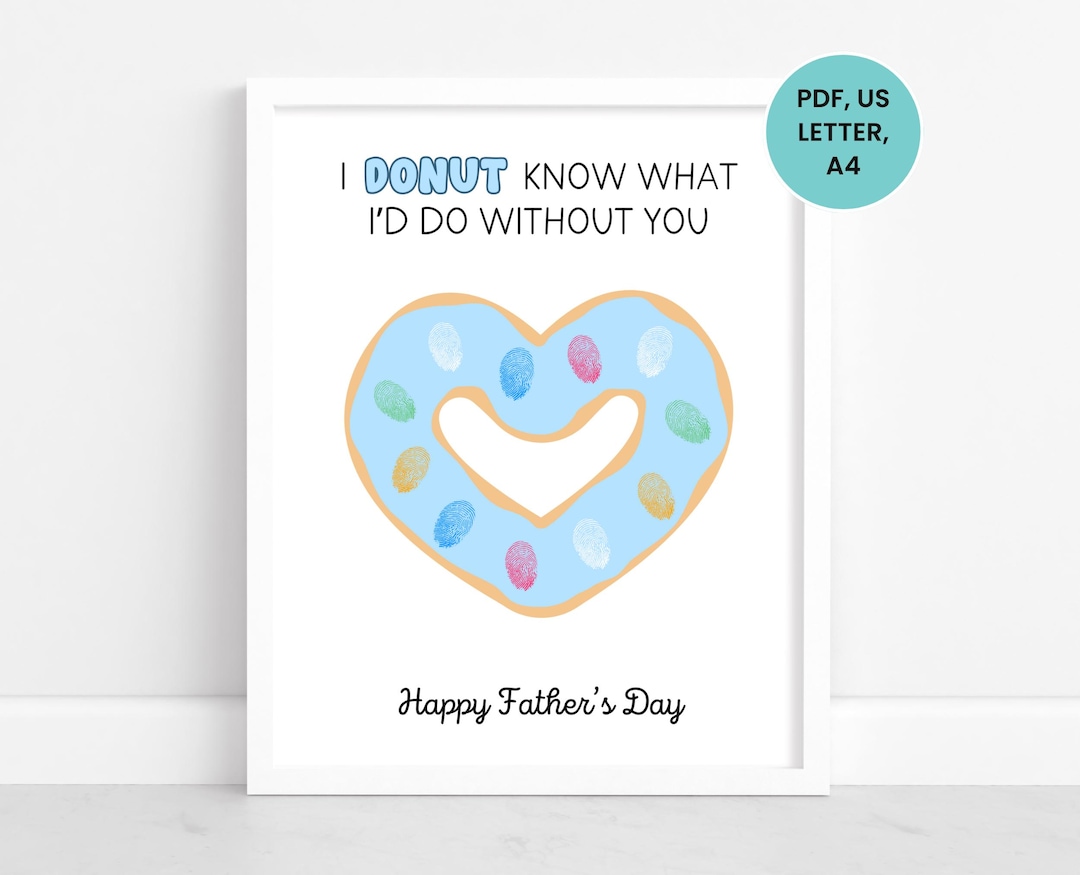 Donut Handprint Art Template for Dad, Father's Day Fingerprint Craft ...