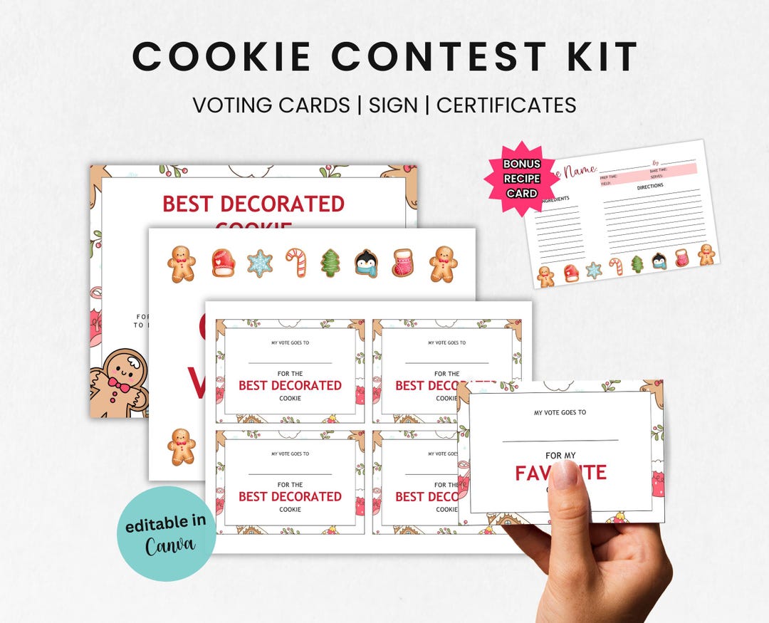Editable Christmas Cookie Voting Ballots, Cookie Vote Cards, Cookie ...