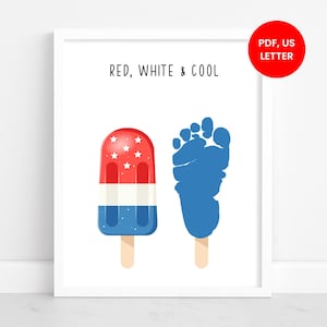 4th of July Footprint Craft Template, 4th of July Footprint Art ...