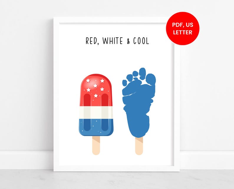4th of July Footprint Craft Template, 4th of July Footprint Art ...