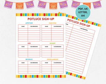 Nacho Bar Potluck Sign up Sheet, Office Potluck Party Printable, Taco ...