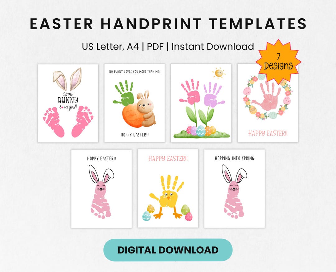 Easter Handprint Art Templates, Easter Handprint Craft, Easter ...