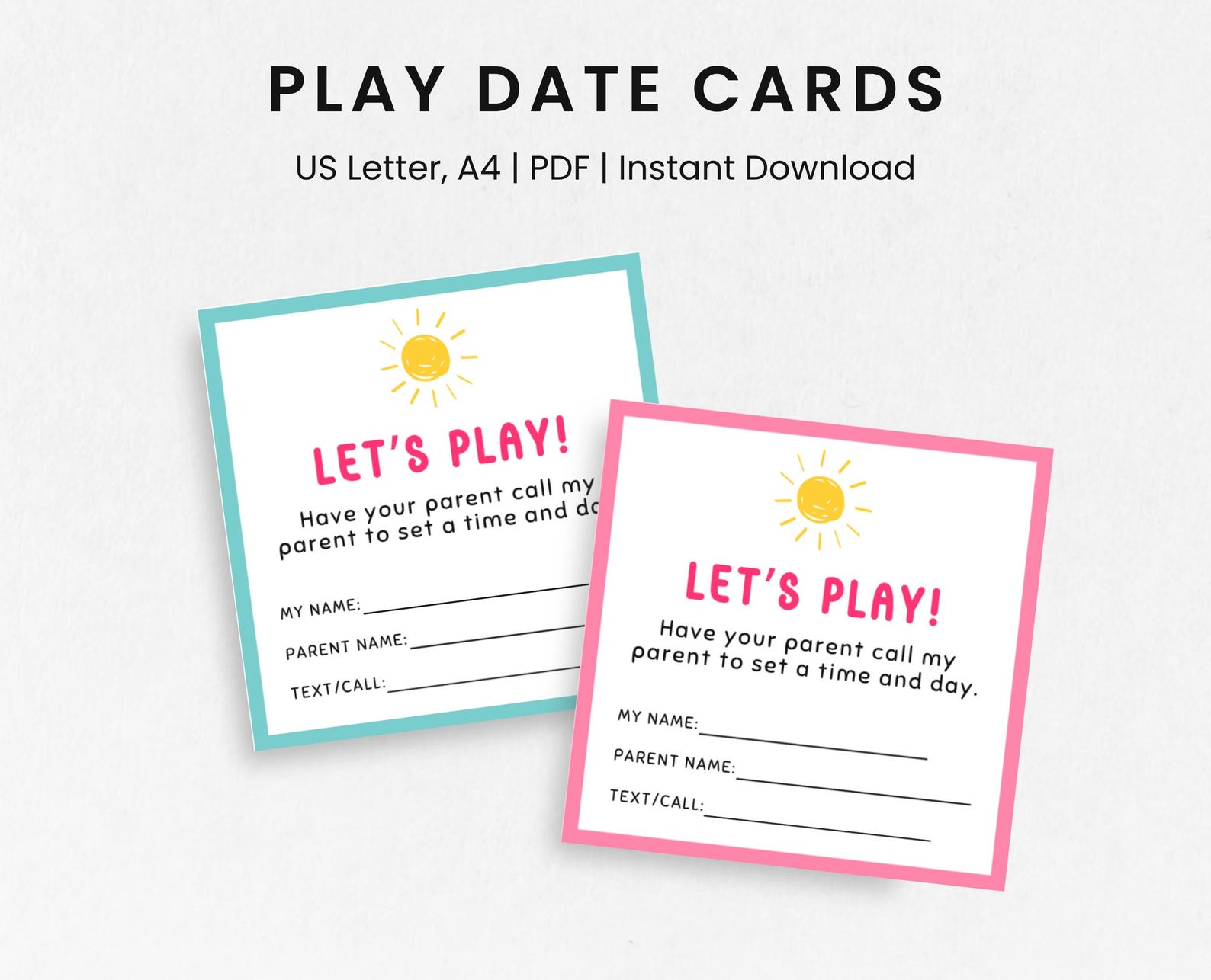 Printable Play Date Cards, Playdate Business Card, Keep in Touch ...
