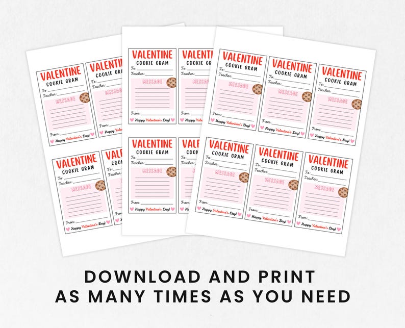 Valentine Cookie Gram Printable, Valentine's Day Dance Fundraiser, PTO ...