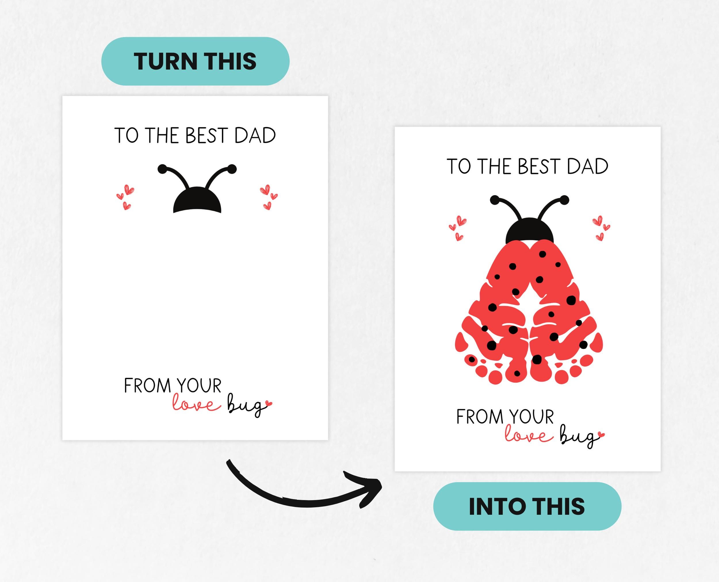 Father's Day Footprint Art Template, Love Bug Footprint Craft, Fathers ...
