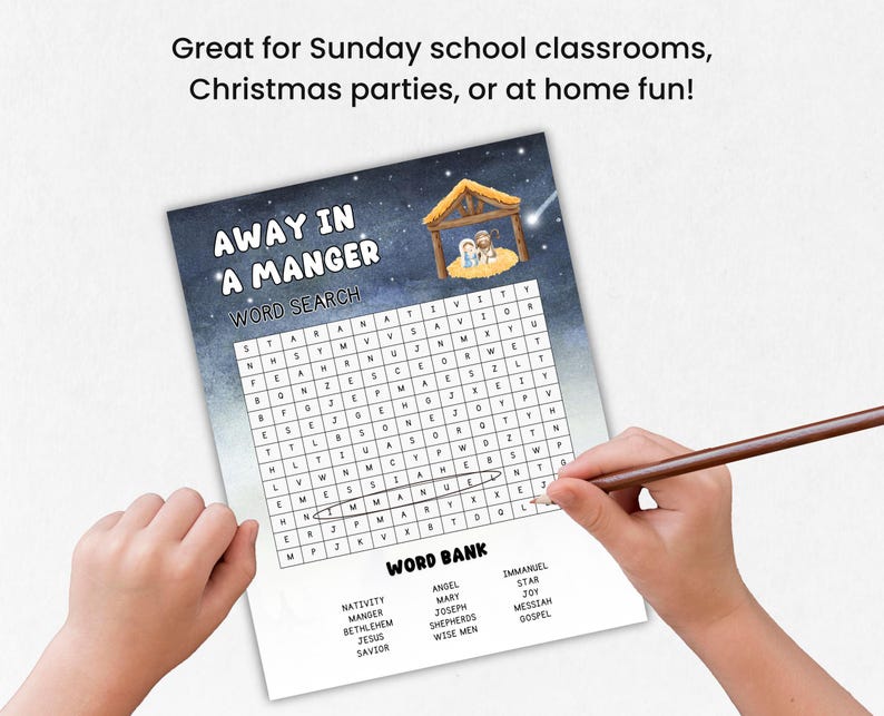 Nativity Printable Word Search, Bible Word Search, Printable Word ...