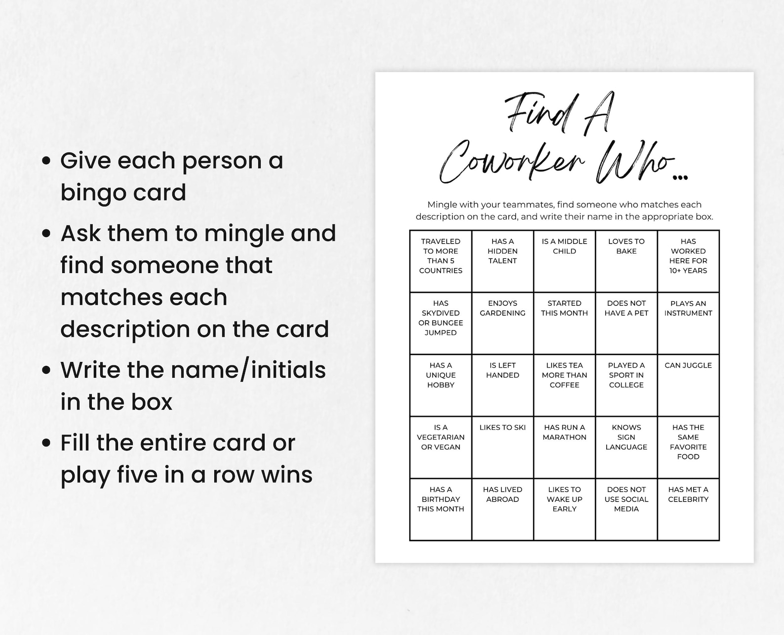 Editable Coworker Bingo, Work Bingo, Office Bingo Printable, Bingo Game ...