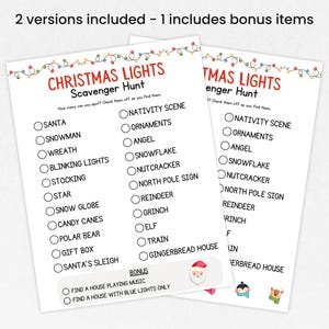 Christmas Lights Scavenger Hunt, Holiday Lights Scavenger Hunt for Kids ...