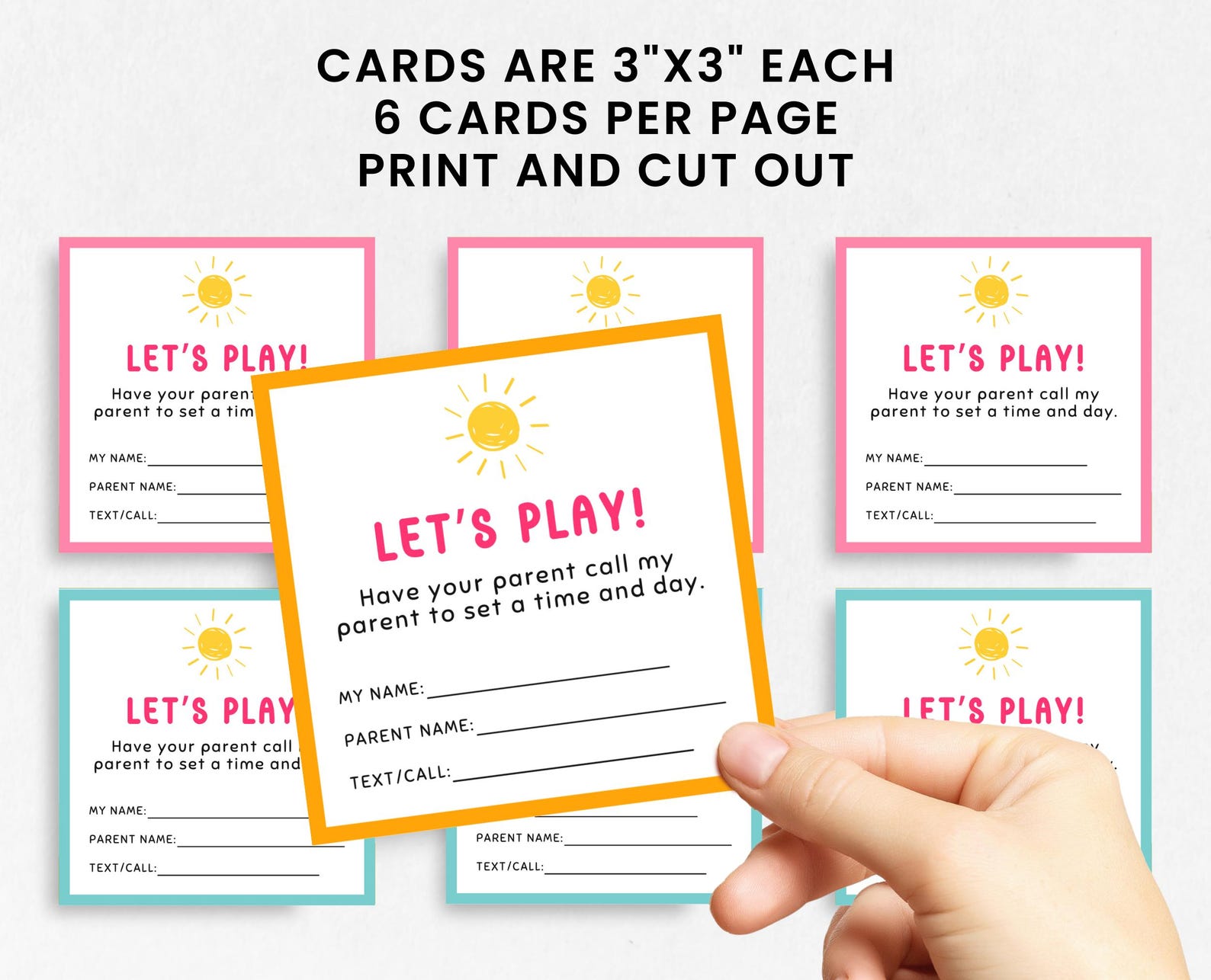Printable Play Date Cards, Playdate Business Card, Keep in Touch ...