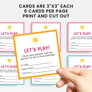 Printable Play Date Cards, Playdate Business Card, Keep in Touch ...