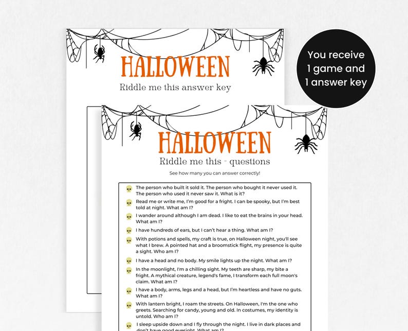 Halloween Riddle Me This, Halloween Group Game, Halloween Party ...