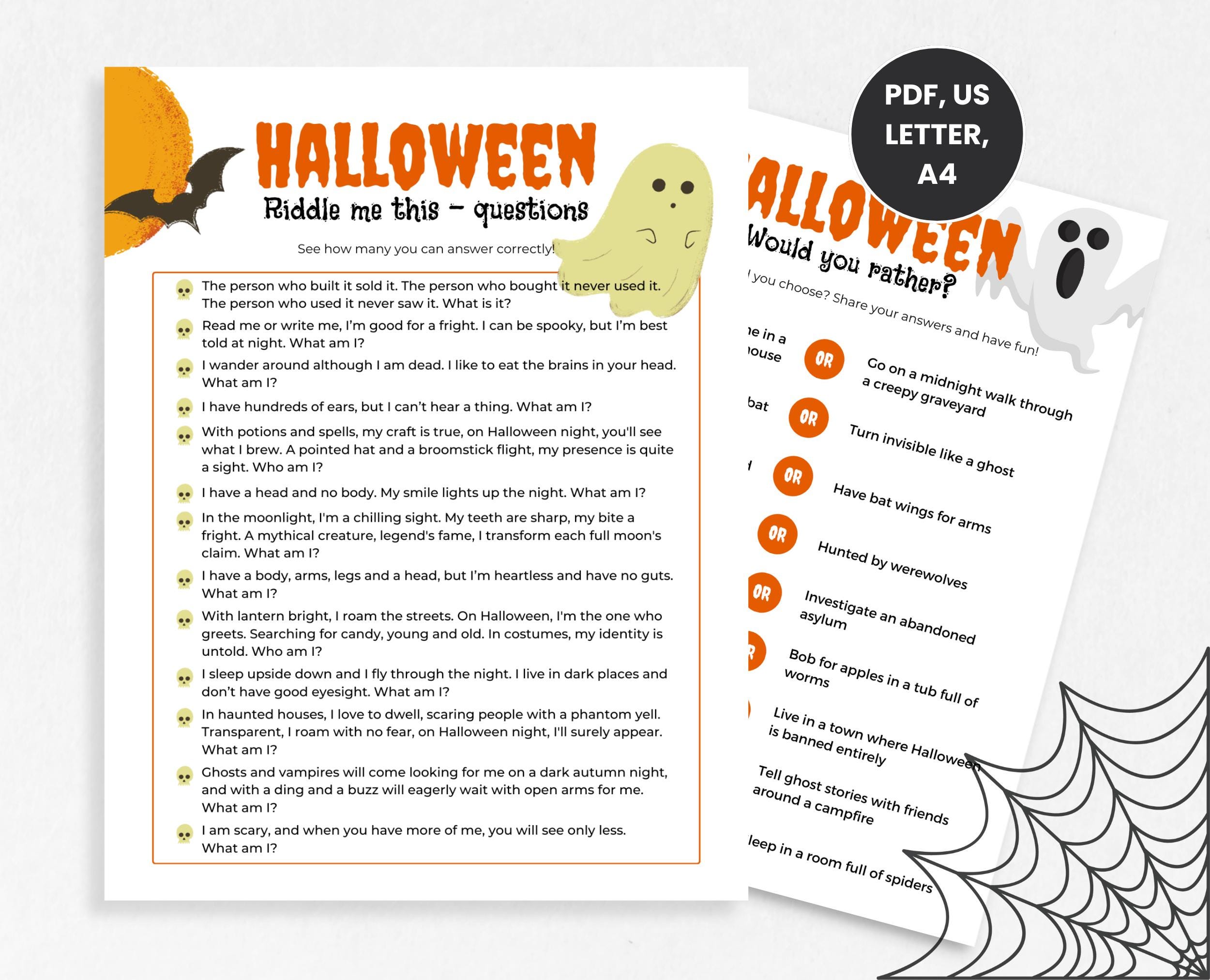 Halloween Activities Printable Bundle, Halloween Riddle Me This ...
