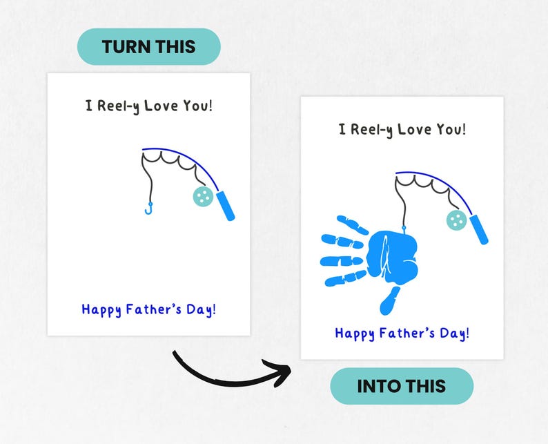 Fathers Day Handprint Craft, Reely Love You Handprint Art Template for ...