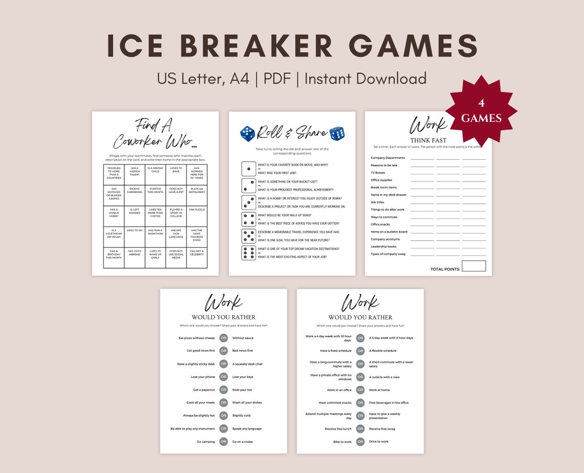 Icebreaker Game Bundle, Printable Team Building Games, Group Activities ...