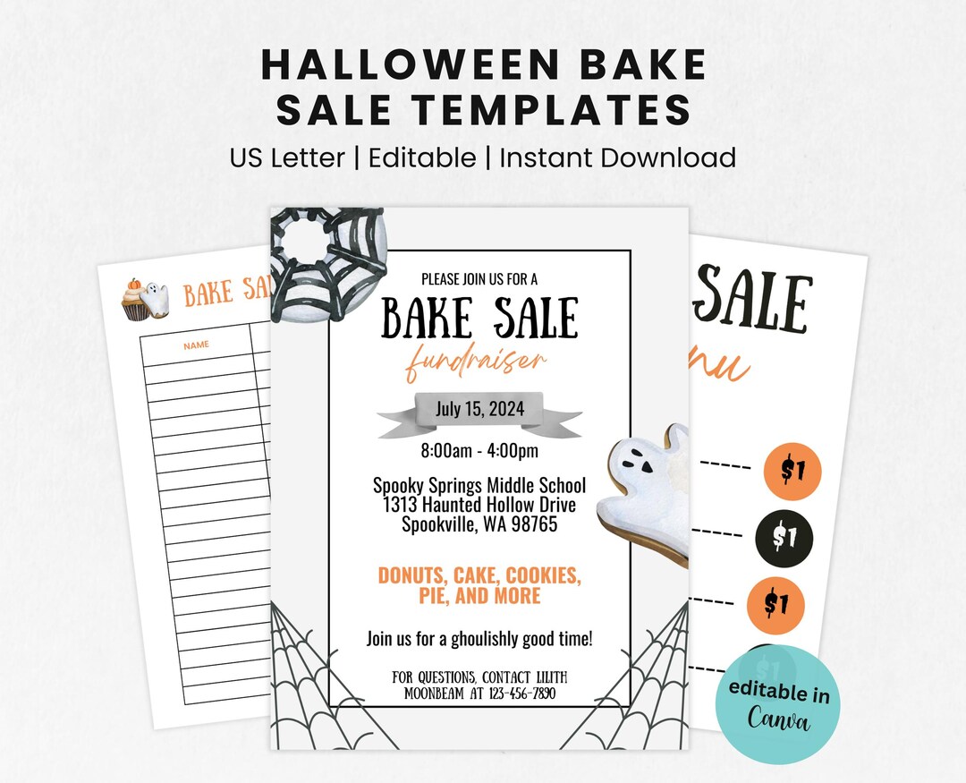Editable Halloween Bake Sale Flyer, Fall Bake Sale Fundraiser Printable ...